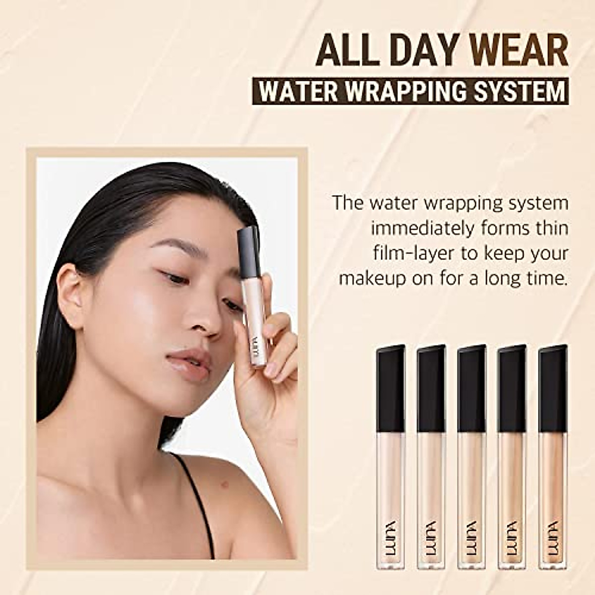 AEKYUNG LUNA Long Lasting BIG Concealer, Korean Makeup, Full Coverage High Adherence For Under Eye Dark Circles, 02 Beige (1.05 fl. oz)