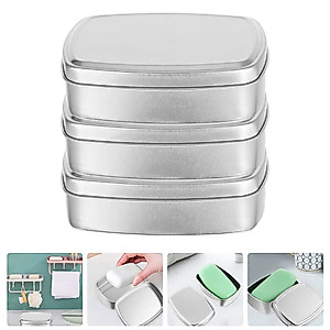 COHEALI Aluminum Tin Cans 4pcs Rectangular Empty Hinged Tin with Lid Aluminum Jar for Storage Pin Candy Jewelry Craft (3.85 x 1.1in)