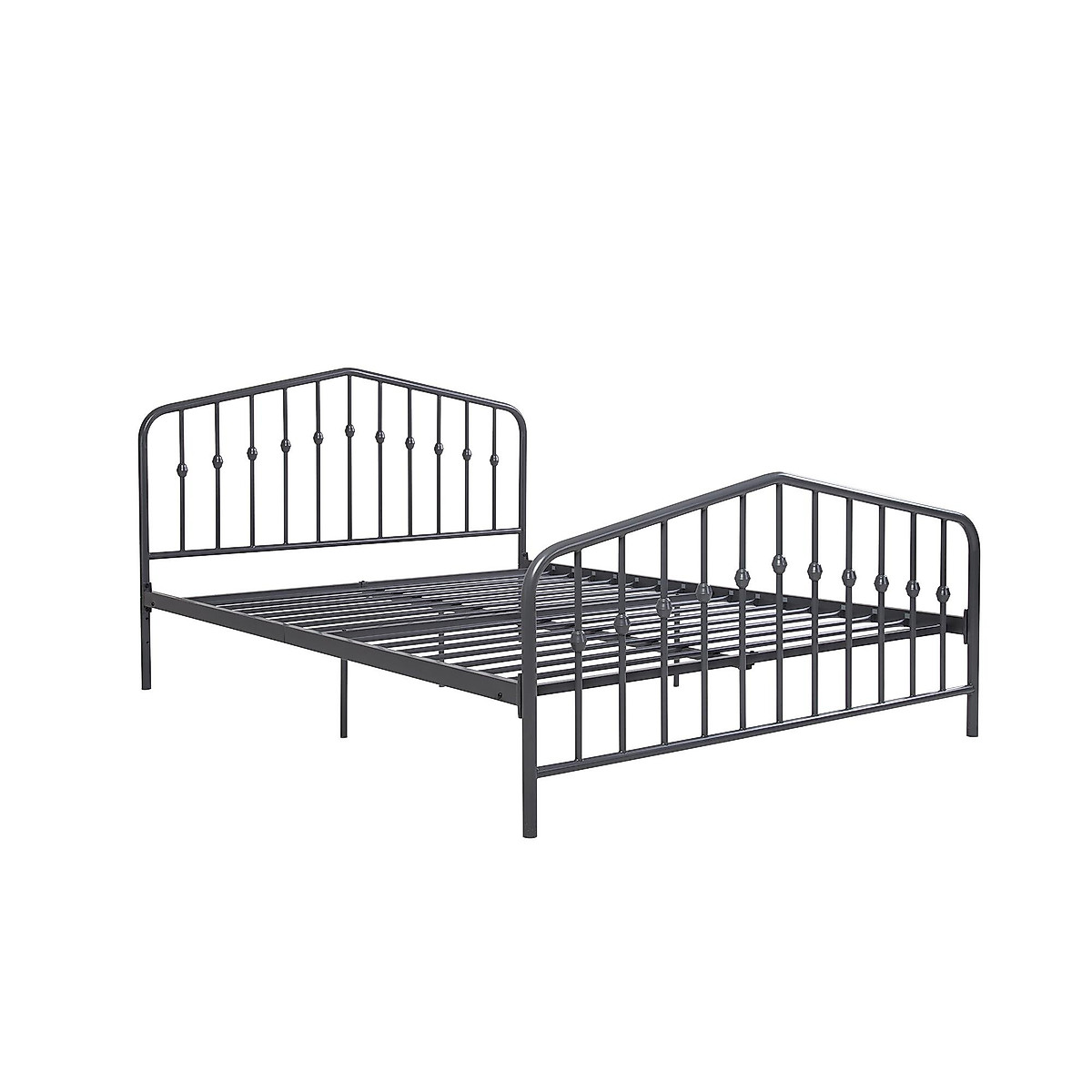 Novogratz Bushwick Metal Bed with Headboard and Footboard | Modern Design | Full Size - Grey