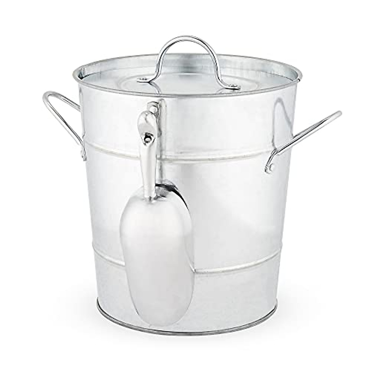 Twine Ice Bucket With Lid And Ice Scoop, Galvanized Metal Drink Tub, Wine And Beer Chiller, Holds 5.35 Gallons