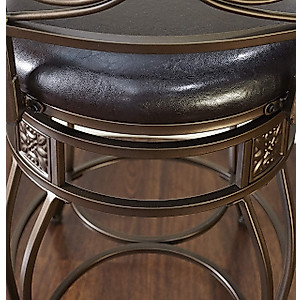 Powell Big and Tall Back Scroll Stool, Counter Height, Dark Bronze/Brown
