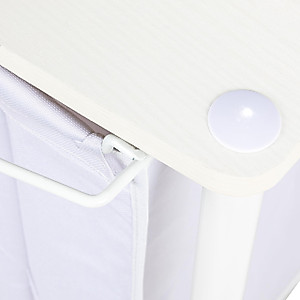 Household Essentials 3-Bag Laundry Sorter, Smooth Laminate Shelving, Sturdy Steel Frame, Wheeling and Stationary Feet Options, Washable Linen Laundry Bags, 3-Load Capacity, Versatile, White