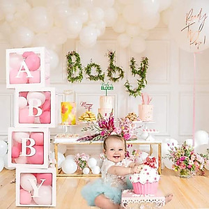 Baby Shower Decorations Large Transparent Balloons Decor Baby Box Baby Blocks Decorations for Baby Shower Boy Girl 1st Birthday Party Decorations by QIFU (White Baby Blocks)