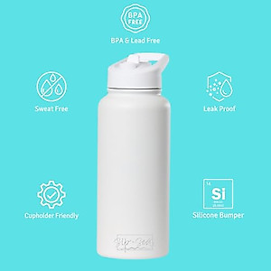 Sip+Sea St. Kitts 32 oz Stainless Steel Water Bottle with Straw Lid|Double Wall Vacuum Insulated