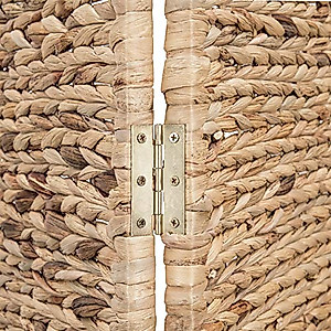 MyGift Handwoven Seagrass 3 Panel Room Divider Screen with Wood Frame, Folding Partition Room Divider, Brown