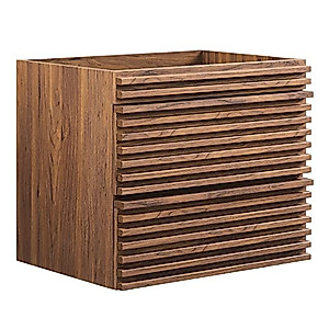 Modway Render 24" Wall-Mount Bathroom Vanity Cabinet in Walnut - Sink Basin Not Included