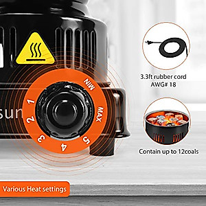 Multipurpose Electric Charcoal Burner - Coal Burner Starter Hot Plate ETL Approved Electric Stove Coconut Starter with Stainless Detachable Tongs, Coals Burner 600W Fast Heating BBQ Kitchen