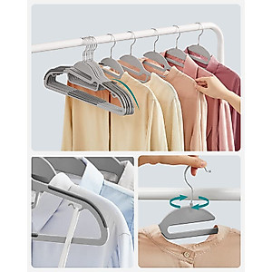 SONGMICS 30-Pack Coat Hangers, Premium Quality Plastic Suit Hangers, Heavy-Duty, S-Shaped Opening, Non-Slip, Space-Saving, 360º Swivel Hook, 16.3 Inches Long, Light Gray and Dark Gray UCRP041G05