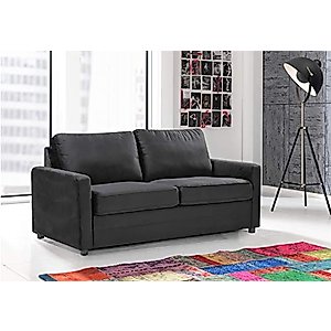 Container Furniture Direct Rosina Convertible Sleeper Sofa with Innerspring Mattress and Durable Metal Frame, 500 lb Capacity, Mid-Century Velvet Pull Out Couch Bed, 70" Wide, Full Size, Midnight