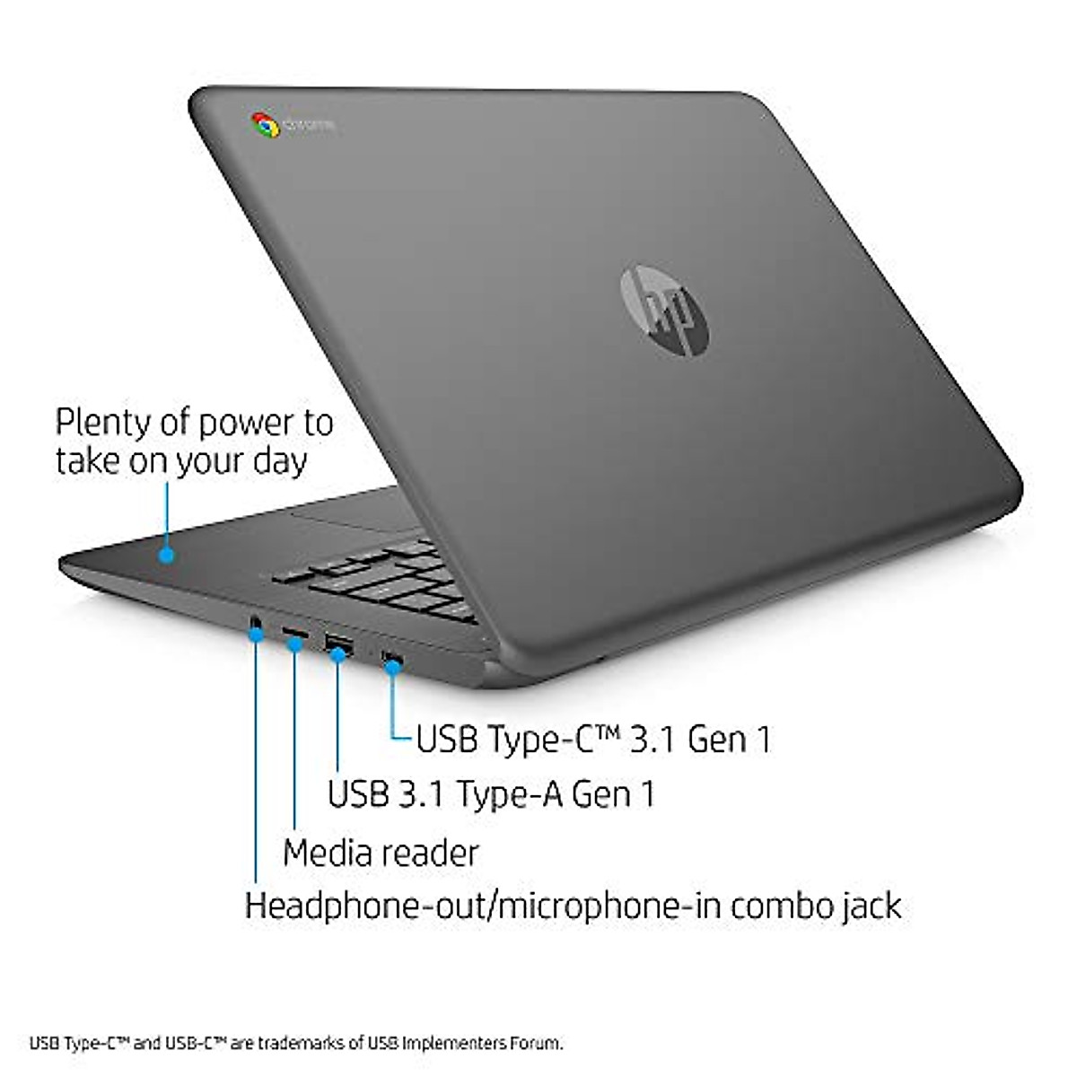 HP Chromebook 14-inch -Laptop -with 180-Degree -Hinge, Intel Celeron N3350 -Processor, 4 GB -RAM, 16 GB eMMC Storage, Chrome OS (14-ca020nr, Gray)