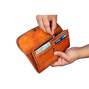 We Mitra Leather Women Purse Flap Wallet Clutch Brown Vintage Stylish