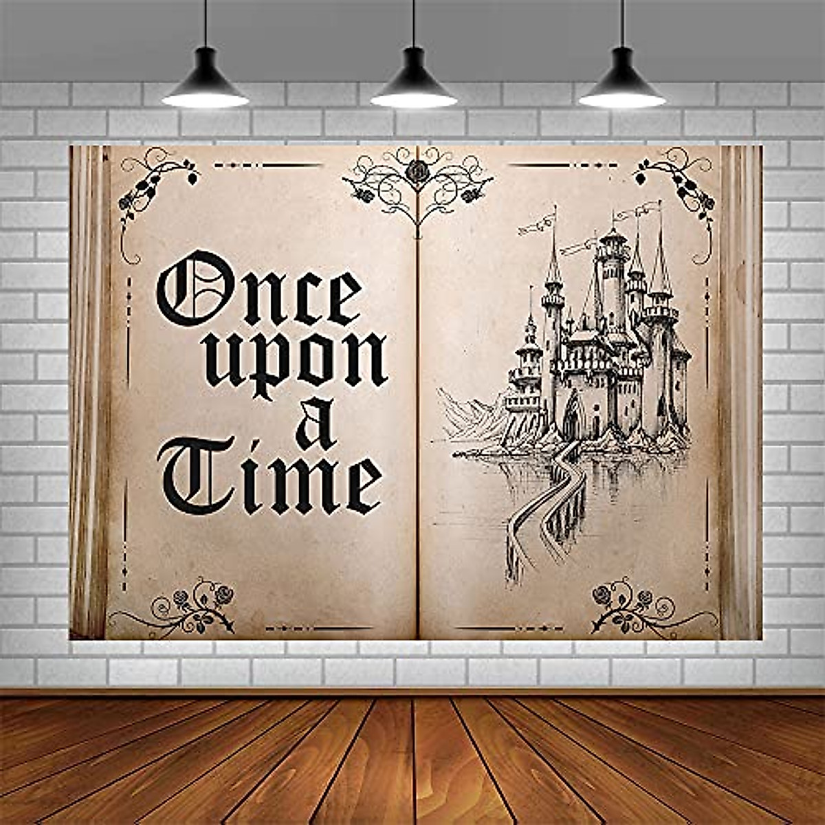 ABLIN 10x7ft Fairy Tale Books Backdrop Old Opening Book Once Upon a Time Ancient Castle Princess Romantic Story Photo Background Wedding Birthday Party Decorations Banner Props CQ100-10x7ft