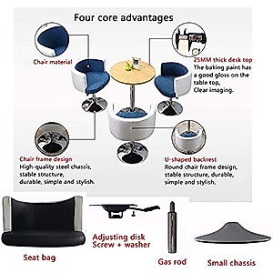 Conference Reception Room Coffee Table with Chair, Dining Room Furniture Chair Lift Cloth 65cm Round Table Cafe Balcony Hotel European Modern Office (Color : Gray White) (Color : Blue White) (Green Wh