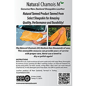 Natural Chamois M (2 sq ft.) Medium Size by Ever New Automotive Premium New Zealand Sheepskin! Fast Drying! for Auto, Boats, RV and Home! Chamois is Long Lasting and Super Absorbent!