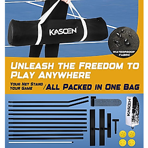 Pickleball Net - 22 FT USAPA Regulation Size Portable Pickleball Net, Pickle Ball Net with Exclusive Ball Holder, 4 Pickleballs & Carry Bag, Pickle Ball Net for Outdoor Indoor Driveway Backyard White
