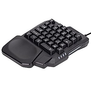 Tgoon 35 Keys Gaming Keyboard, 35 Keys One Handed Gaming Keyboard Black Wide Palm Rest Waterproof Ergonomic Design for Mobile Games for Computer