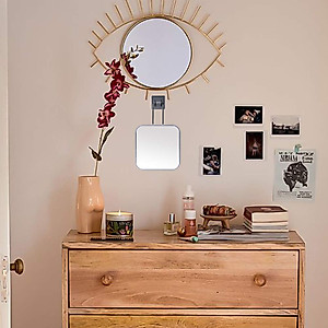 YEAKE Hand Mirror with Handheld Metal Stand, Table Desk Makeup Mirror Portable Travel for Multi-Hanging Wall Mirror On Bathroom Shower Shaving(Square)