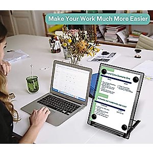 MaxGear Desktop Document Holder for Typing, Paper Holder Stand for Desk with 4 Magnetic Buckles, Metal Mesh Letter Copy Holder for Monitor Computer Reading with 6 Adjustable Positions, Black
