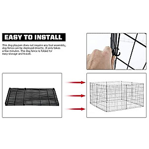 BestPet 30 Inch Dog Playpen Dog Fence Metal Wire Portable Pet Playpen Dog Pen Indoor Outdoor Exercise Pen for Dogs Cats Dog Gates with Doors Dog Crate Kennel Cage, Black