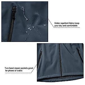 Gopune Windproof Softshell Fleece Lined Jacket Winter Outdoor Hooded Coat (Grey,M)