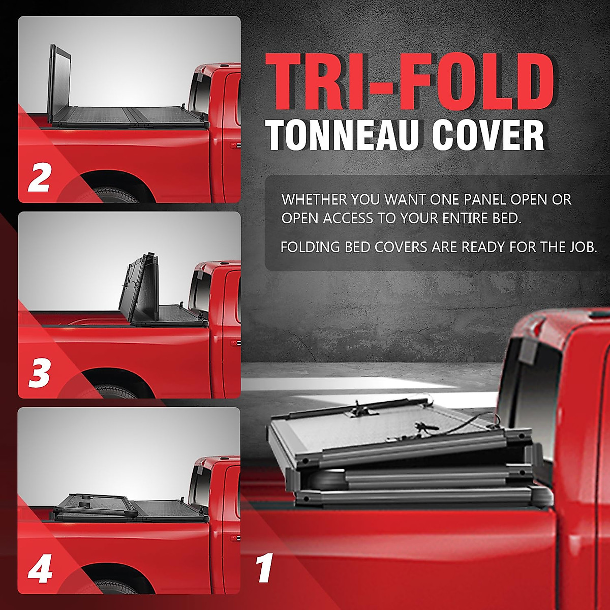 DNA MOTORING New Upgrade Truck Bed Top Hard Solid Tri-Fold Tonneau Cover Compatible with 09-18 Dodge Ram 1500/10-16 Dodge Ram 2500 3500 6.5Ft Beds, TTC-HARD-019