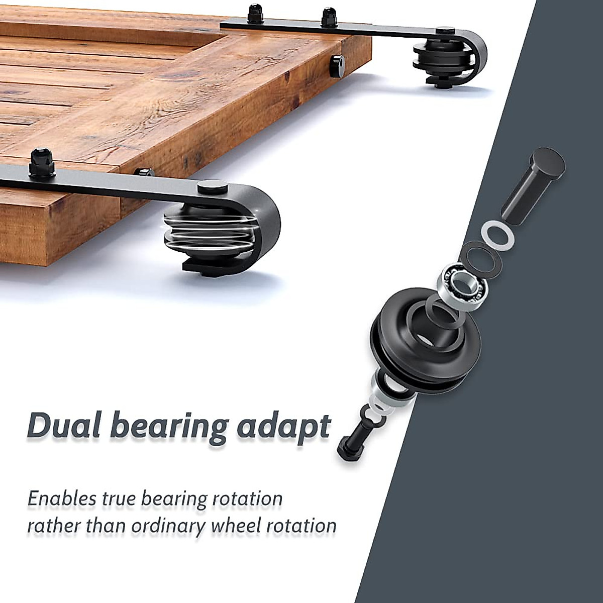 SKYSEN 6FT Sliding barn Door Hardware kit, Barn Door Track, 1/4” Thick Material- Combination Track- Smooth and Quiet- Easy to Install- Black (J Shape-5)