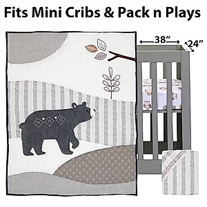 Lambs & Ivy Woodland Forest Animal Nursery 3-Piece Mini Crib Bedding Set - Gray