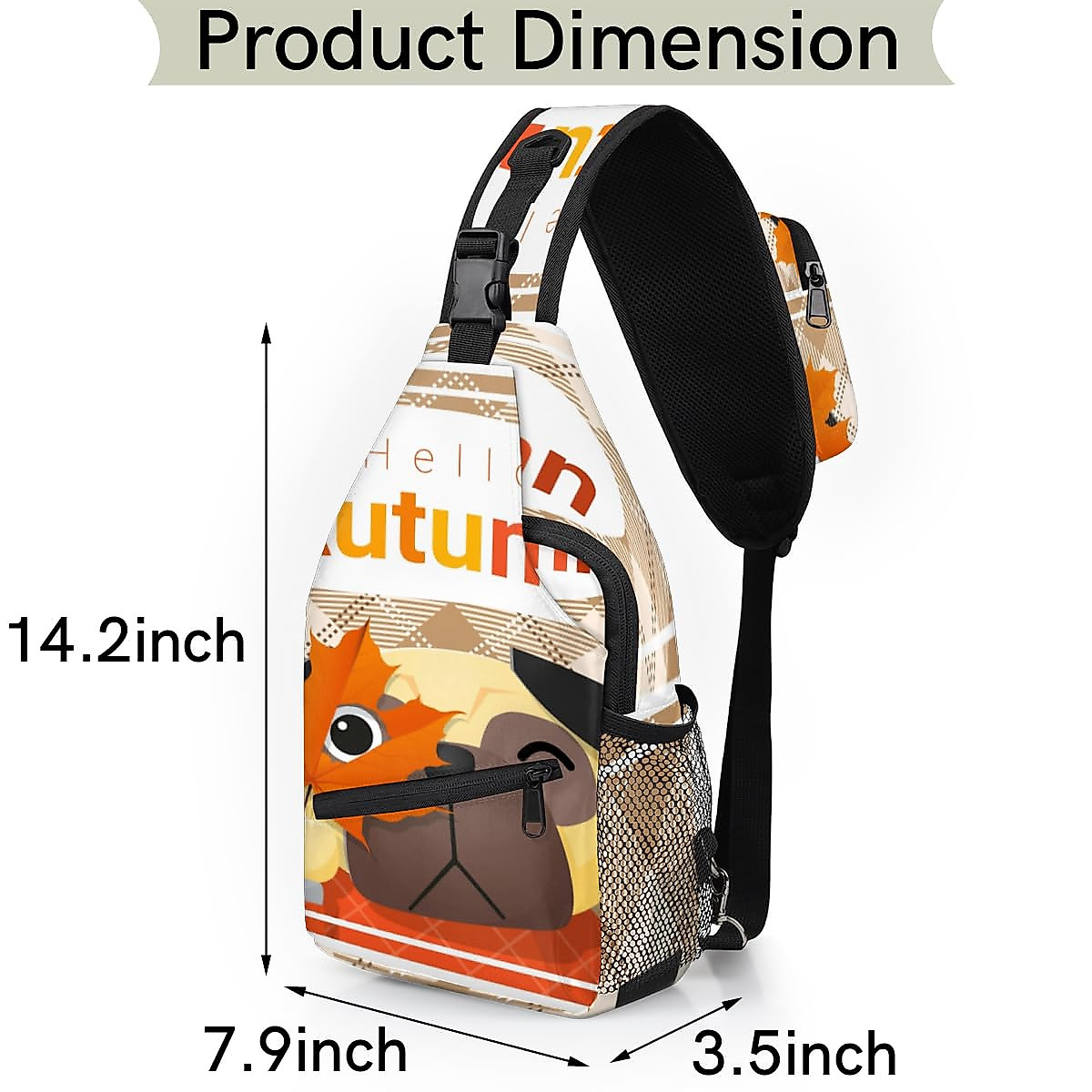 bisibuy Autumn Funny Dog Sling Bag for Women Men Crossbody Sling Backpack Shoulder Bag Chest Bag Daypack for Travel Hiking Outdoor