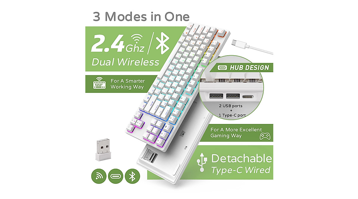 RK87 Wireless Mechanical Keyboard - TKL RGB Gaming