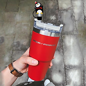 SEEZIZI 5 pcs Christmas Straw Covers Cap Toppers Compatible with Stanley 30&40 oz Tumbler Cups,Reusable Cute Silicone Straw Tips Lids Protectors for 0.4 in/10mm Stanley Cups Straws Accessories