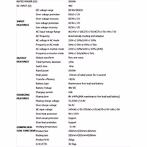 GOWE Power frequency 2000W pure sine wave solar inverter with charger DC48V to AC110V220V LCD AC by Pass AVR