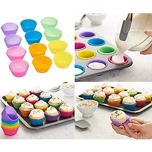 swiftrans Silicone Muffin Pan Cupcake Set,Non Stick, Bpa Free12 Cups Muffin Baking Pan,Silicone Baking Molds Set with 1 Scraper,1 Brush and 12 Muffin Cups