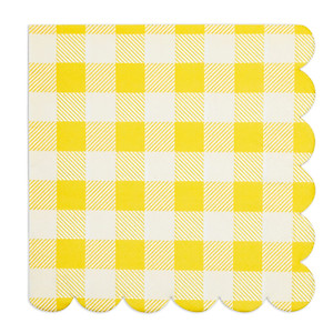 BLUE PANDA Yellow Plaid Paper Napkins for Birthday Party, Wedding - 6.5 x 6.5 Inch - 100 Pack - Yellow Disposable Checked Napkins