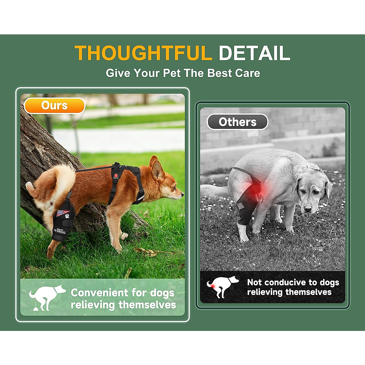 Virbraroo 8X Support Dog Knee Brace with Metal Strips for Joint Pain Relief, Dog Leg Brace for Torn Acl Hind Leg, Rear Leg Brace with Adjustable Traction Belt for Cruciate Ligament Injury (M)