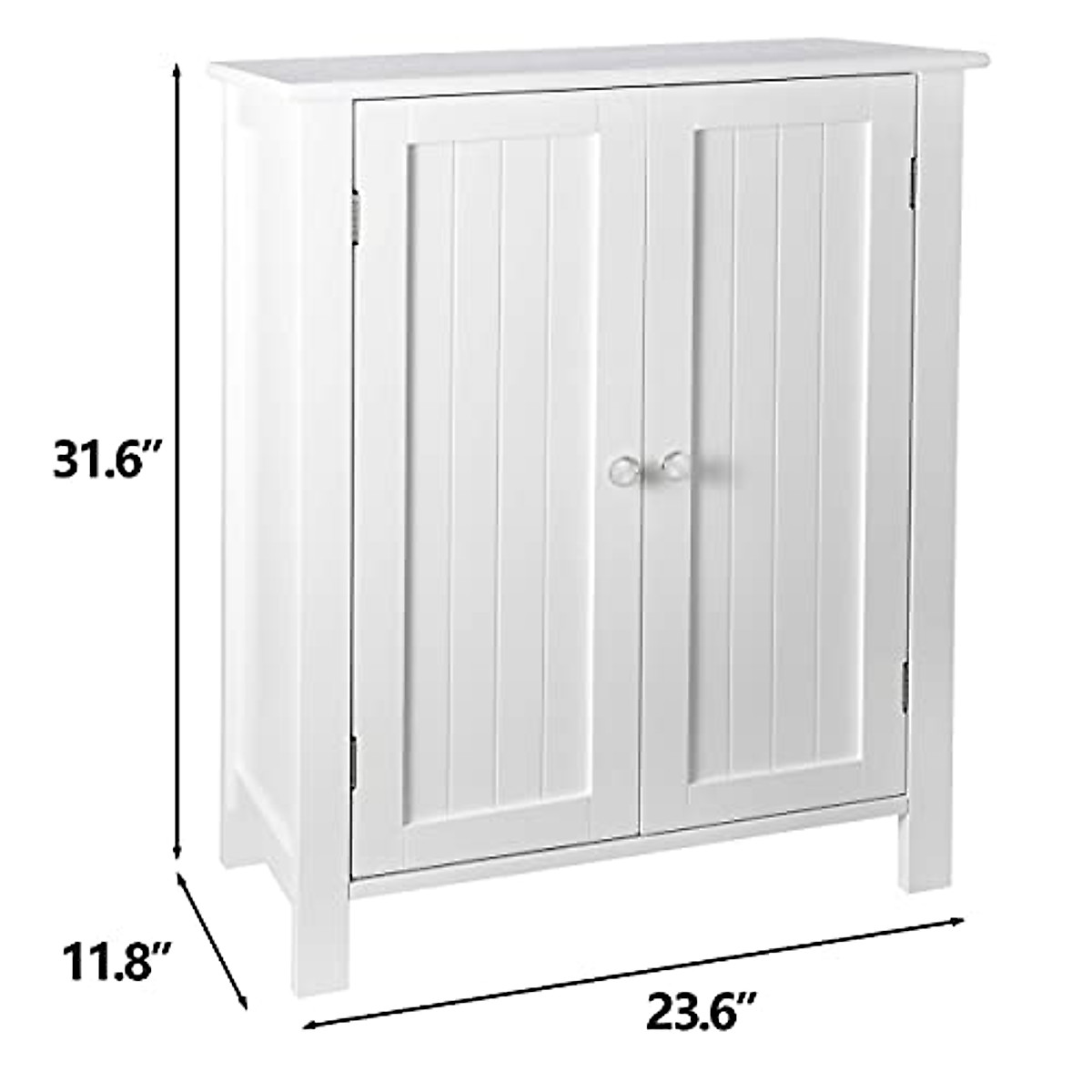 ZENY Bathroom Floor Storage Cabinet with Double Door + Adjustable Shelf, Wooden Organizer Cabinet for Living Room, Bathroom, Bedroom, Modern Home Furniture, White