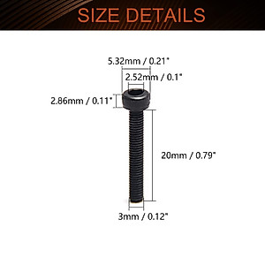 MroMax 50Pcs M3 x 20mm Socket Head Cap Screw Bolts, Grade 12.9 Alloy Steel, Black Oxide Finish, Metric Allen Hex Drive, Fully Threaded, for Use in Various DIY Projects