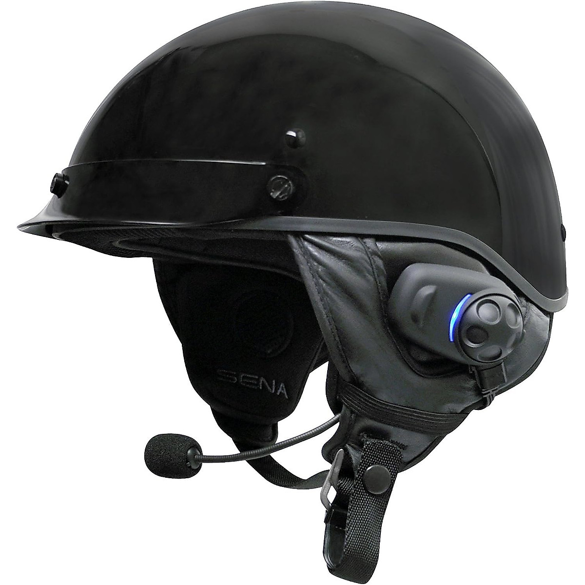 Sena SPH10H-FM-01 Motorcycle Bluetooth Stereo Headset and Intercom with Built-in FM Tuner for Half Helmets, Black