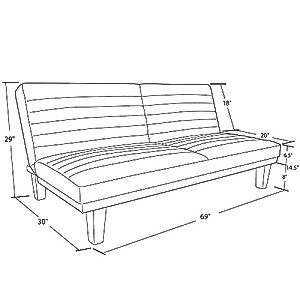 DHP Dillan Convertible Futon with Microfiber Upholstery, Grey