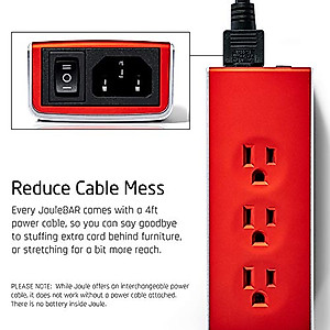 Joule Surge Protector Power Strip with 3 Outlets and 2 USB Ports – for Travel, Hotel, Home Office Use