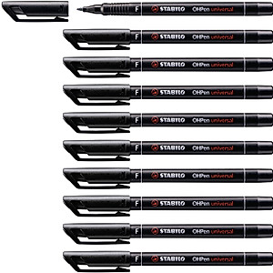 STABILO Fine Permanent Marker - Black Pack of 10