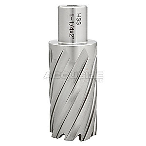 Accusize Industrial Tools 1-1/4'' Diameter x 2'' Depth Hss Annular Cutter Set and 1 Pilot Pin, 3/4'' Shank, 2081-2025pin