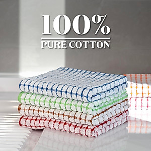 ZHMZ 100% Cotton Kitchen Dish Towels, 16 Inch x 25 Inch Absorbent Dish Cloths 6 Pack Kitchen Towels, for Drying Dishes and Table