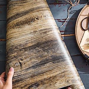 PoetryHome Self Adhesive Distressed Wood Grain Wall Paper for Cabinets Countertop Table Desk Furniture Removable Shelf Liner Wallpaper 15.7x98 Inches