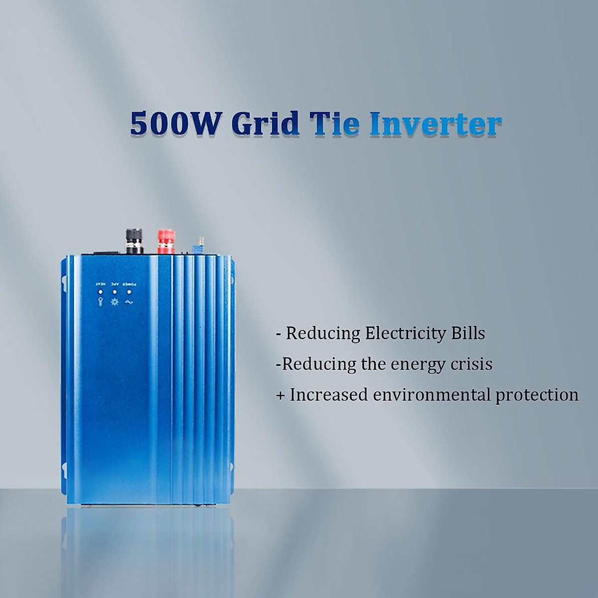 Y&H 500W Grid Tie Inverter DC16V-28V MPPT Pure Sine Wave AC110V Output for 12V Solar Panel,Adjutable 12V Battery Discharge