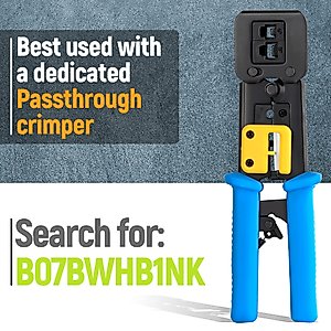 GTZ Cat5e RJ45 Pass Through Connector 100-Pack - EZ Cat 5e Pass Through RJ45 Connectors - Cat 5e Connectors - Ethernet Connector, Ethernet Plug - for Solid or Stranded UTP Network Cable