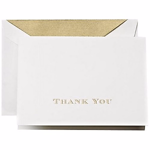 Crane & Co. Gold Hand Engraved Thank You Notes (CT1308),Pearl White