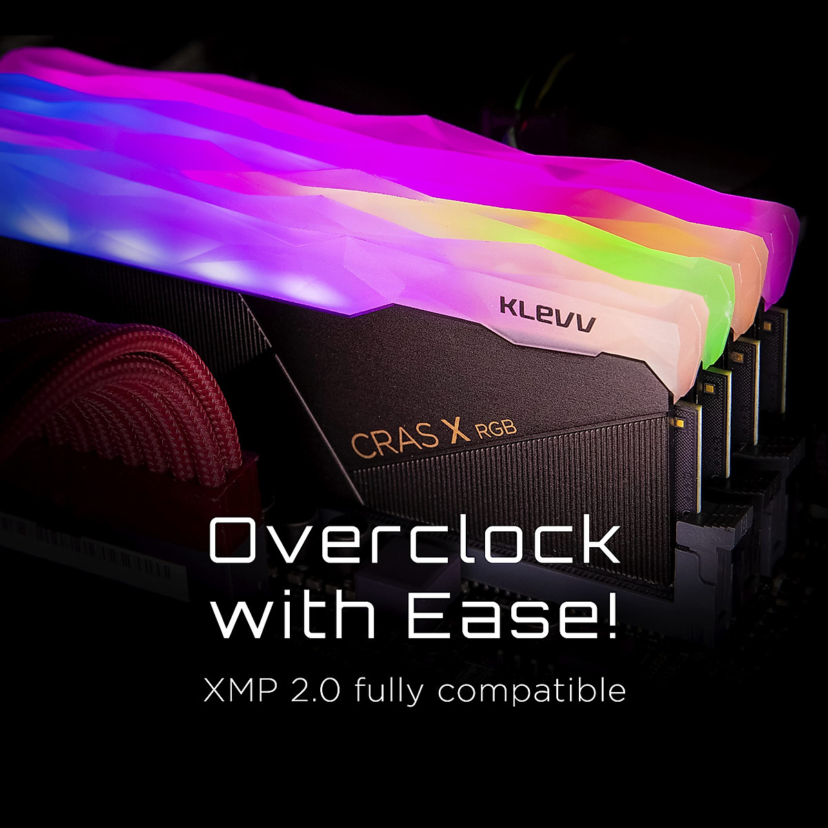 KLEVV CRAS X RGB DDR4 16GB (2x8GB) 3200MHz CL16 1.35V Gaming Desktop Ram Memory SK Hynix Chip XMP 2.0 Ready (KD48GU880-32A160X)