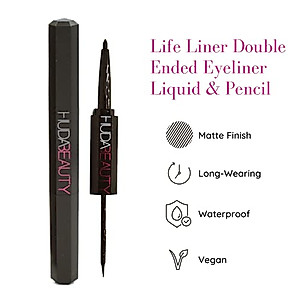 HUDA BEAUTY Life Liner Double Ended Eyeliner Liquid & Pencil