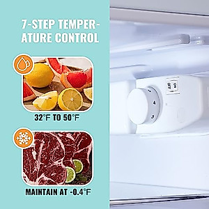 WANAI Compact Mini Refrigerator 3.5 Cu.Ft Small Refrigerator with Freezer, Retro Mini Fridge with Dual Door,7 Adjustable Thermostat, Adjustable Shelves For Dorm, Office Bedroom,Black