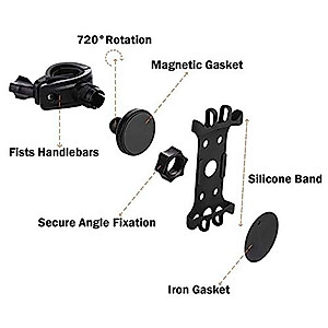 Universal Magnetic Bike, Motorcycle, Mic Stand, Pole, Stroller, Shopping Cart Mount for Cell Phones. Compatible with iPhone, Samsung Galaxy, HTC, Google, etc.